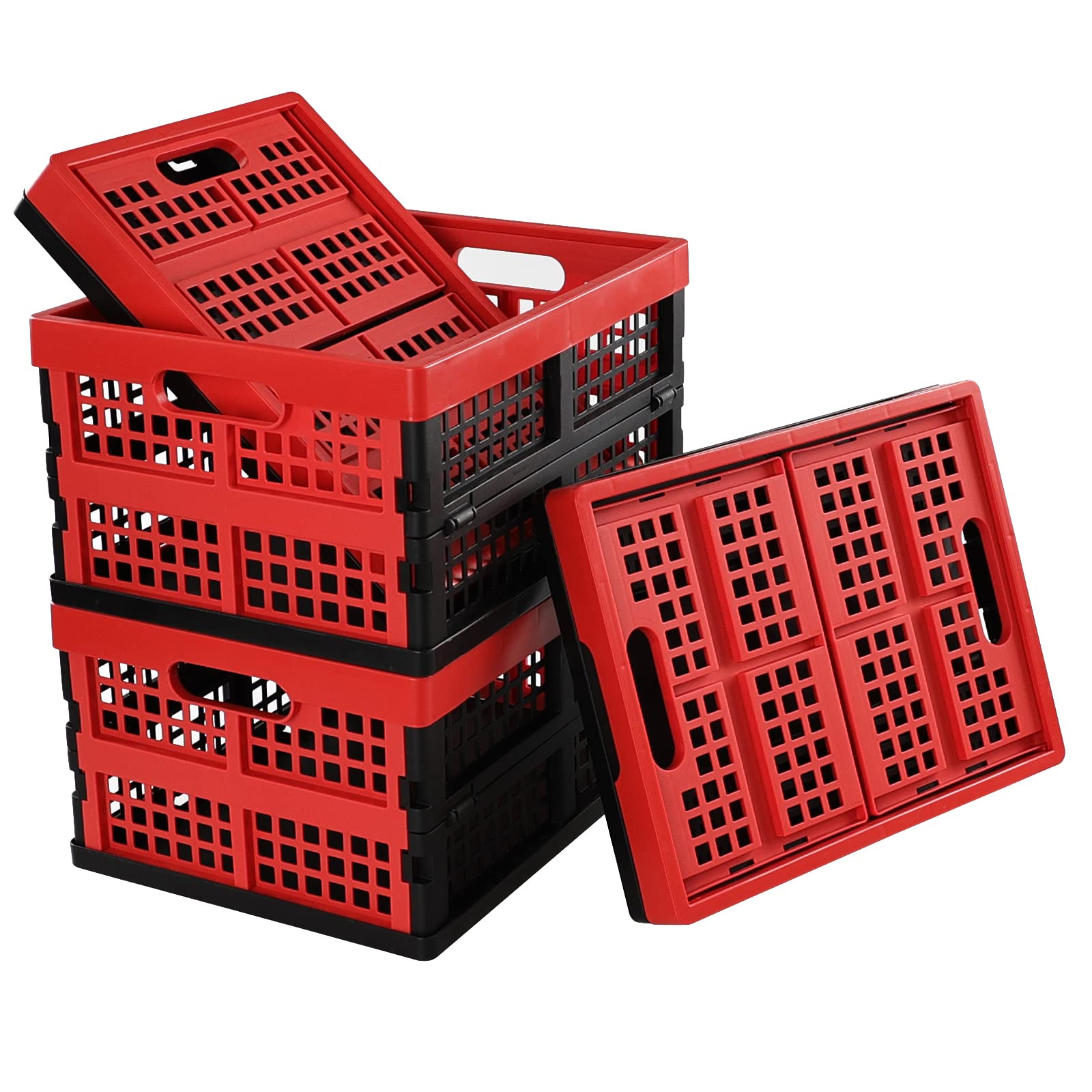 Saedy 24 Pack Folding Plastic Storage Crates 15 L Collapsible ...