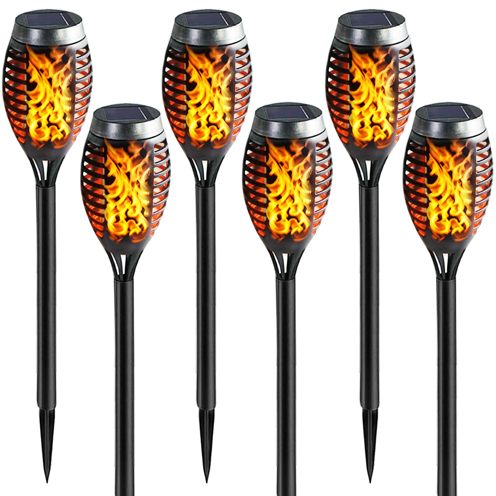 Bright Zeal 6-Pack 7" x 3" LED Solar Torches Pathway Lights ...