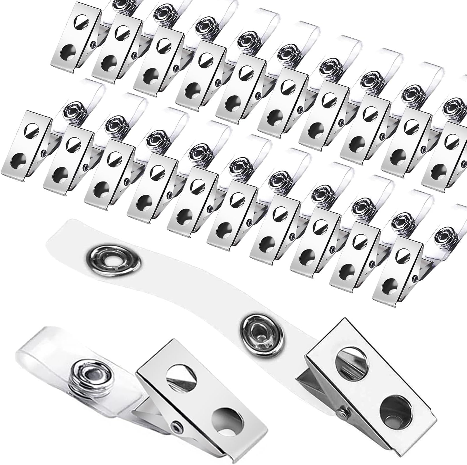 Amazon.com : 30 Pcs Metal Badge Clips with Clear PVC Straps ID Strap ...