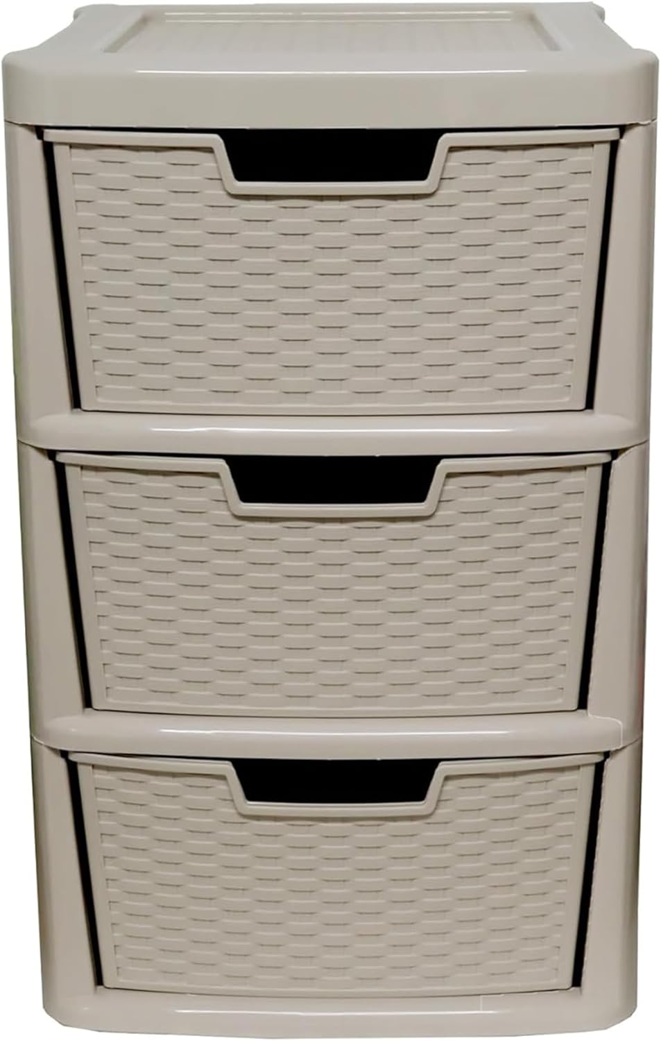 ALEEZ 3 Drawer Storage Unit - Rattan Effect Desktop Plastic Drawer ...