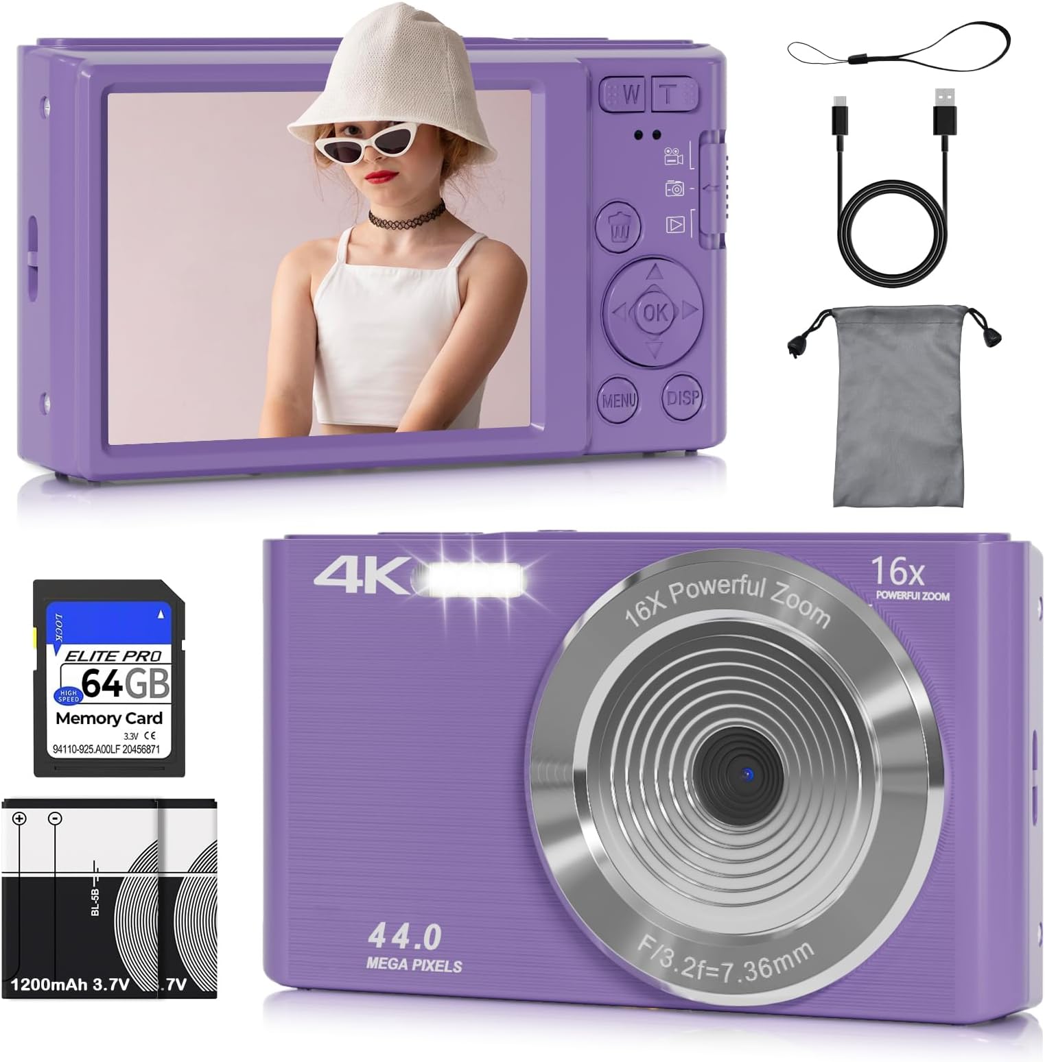 Amazon.com : Digital Camera, FHD 4K 44MP Digital Camera, 16X Digital ...