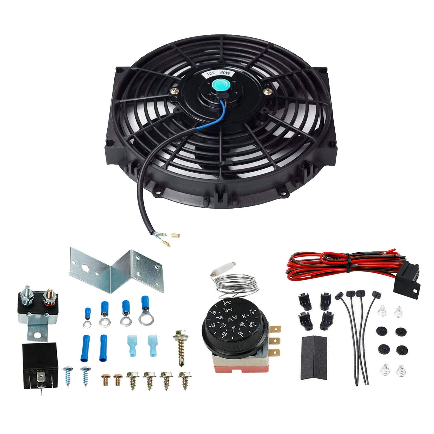 Buy 10'' Black Slim Push Pull Electric Radiator Cool Fan 80W +12V ...