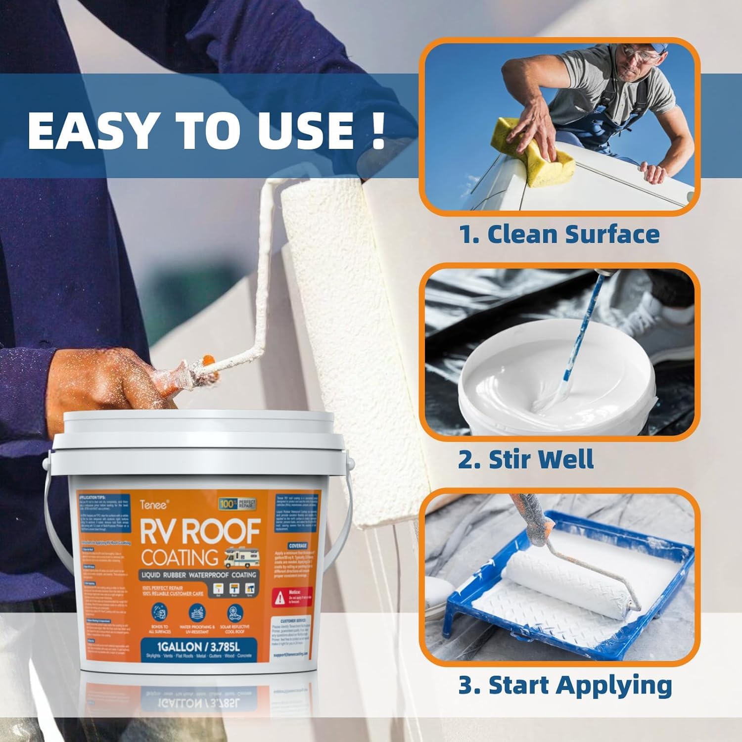 Snapklik.com : RV Roof Coating White, Waterproof Liquid Flexible Rubber ...