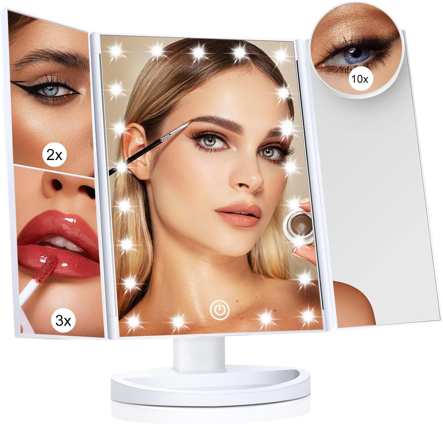 Amazon.com - Infitrans 3 Folds Lighted Vanity Makeup Mirror,1X/2X/3X ...