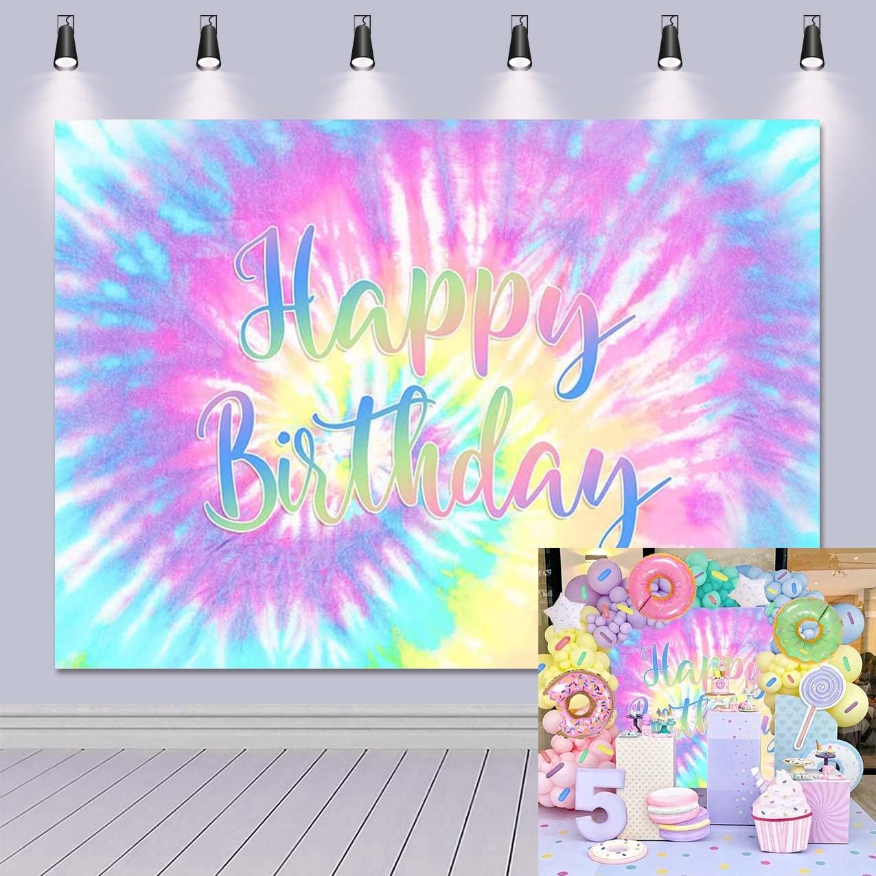 Amazon.com : 7 * 5ft Tie Dye Birthday Backdrop, Tie Dye Party Supplies ...
