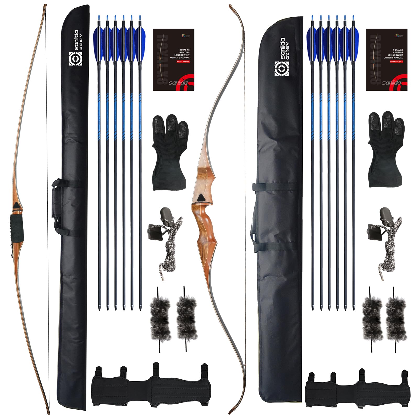 Amazon.com : Sanlida Archery Royal X8 68" Longbow Kit and 60" Royal X8 ...