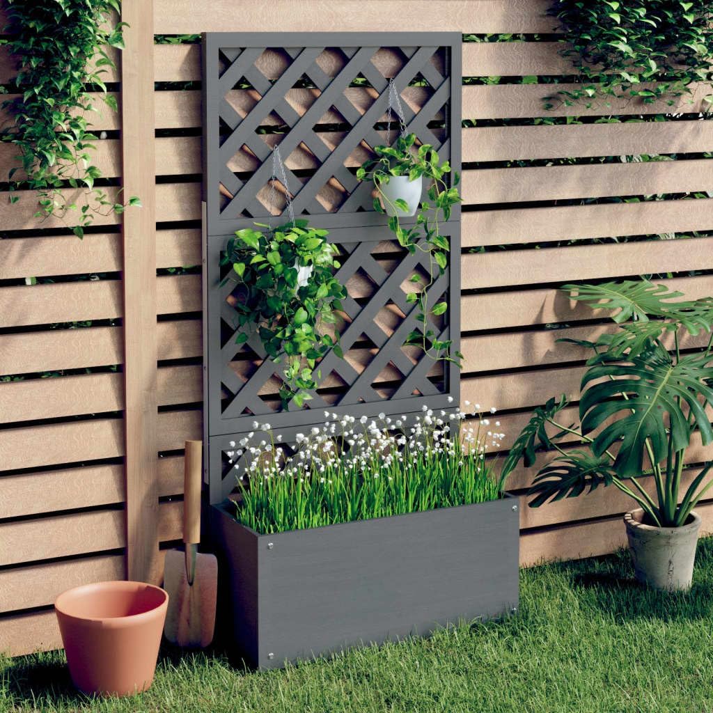 Trellis Planter Grey 65x33x135 cm WPC,Garden Trellis Planter: Expand ...