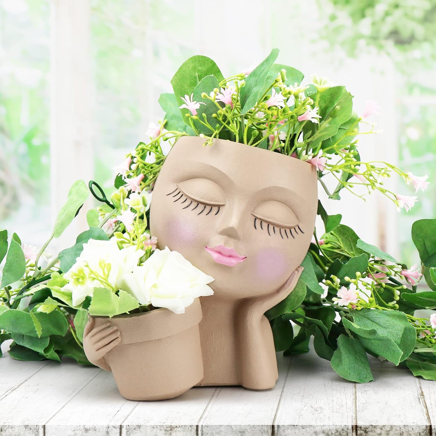 Buy Hzdyopk Face Planter Pot - Double Flower Pots in One for Indoor ...