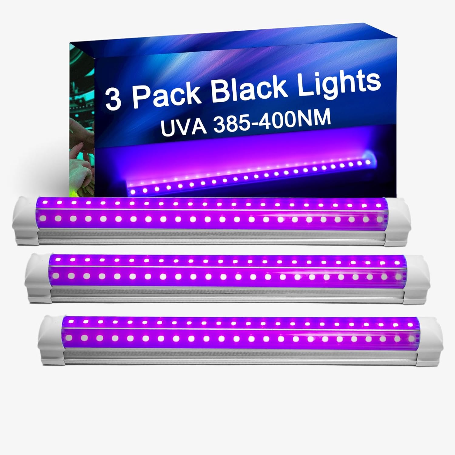 10W 3 Pack Black Lights, 1ft LED Blacklight, Black Light Bulb for Body ...