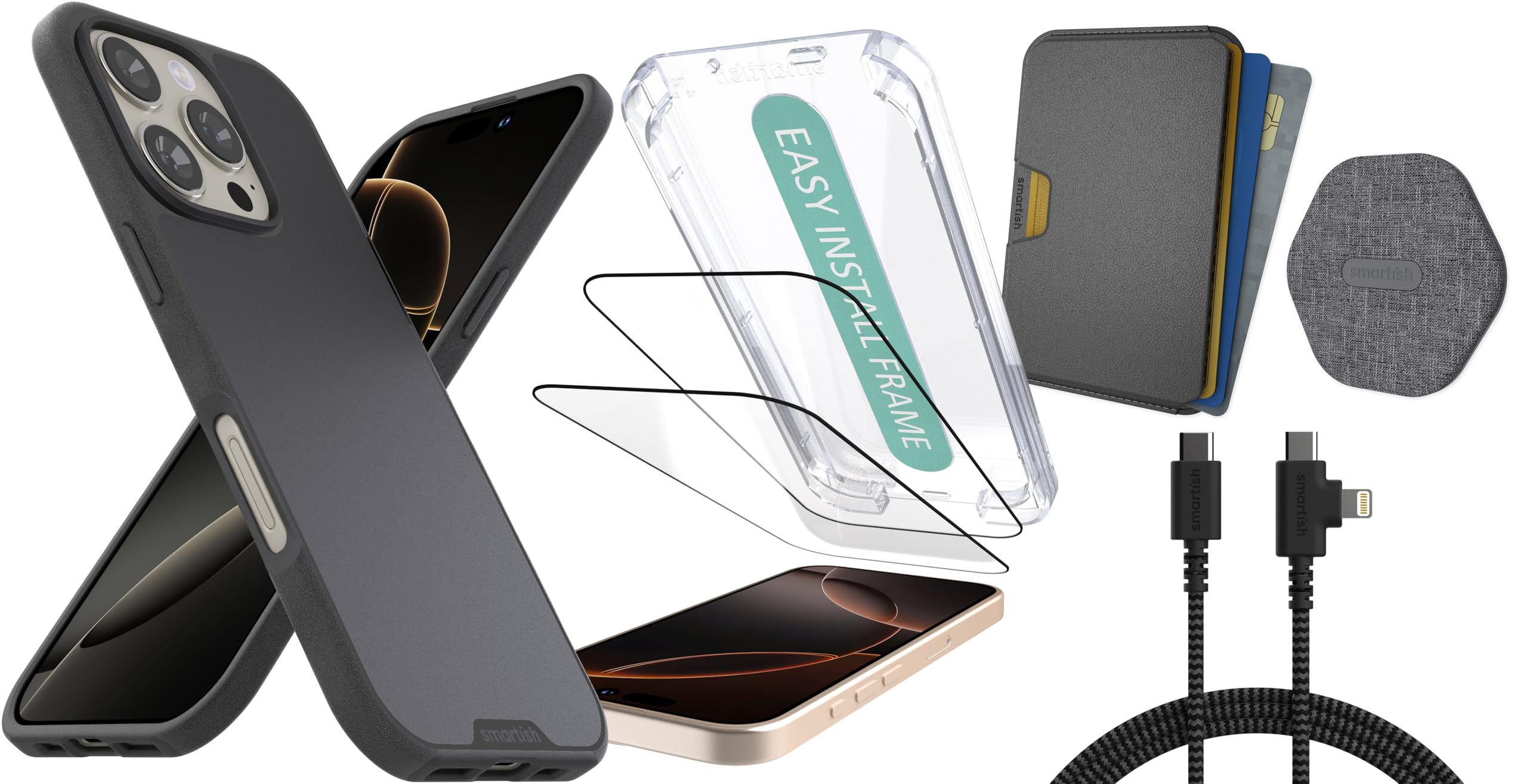 Amazon.com: Smartish iPhone 16 Pro MagSafe Starter Kit Bundle - Magnetic Case + 2-Pack Glass ...