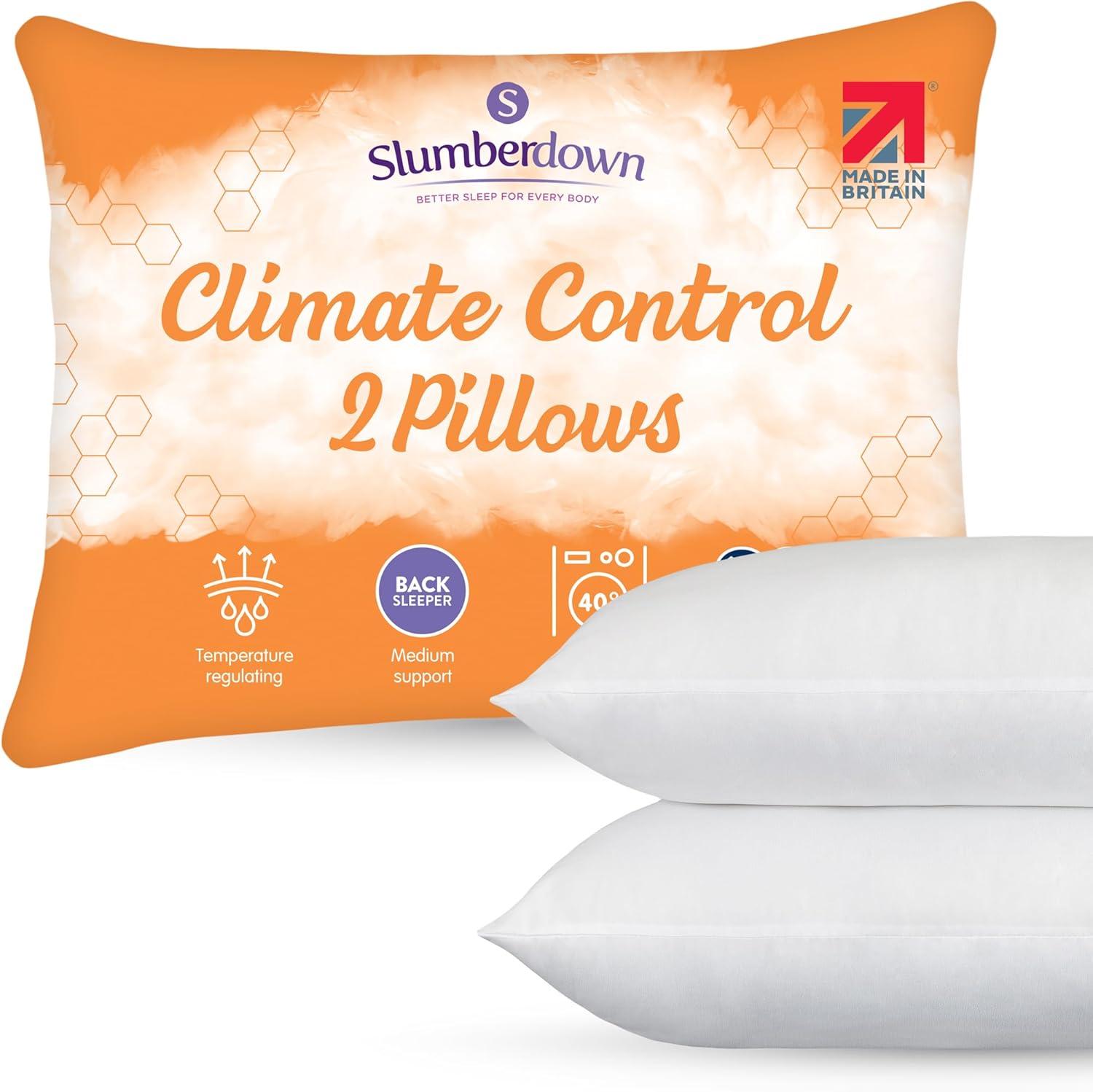 Slumberdown Climate Control Pillows 2 Pack - Breathable & Climate ...