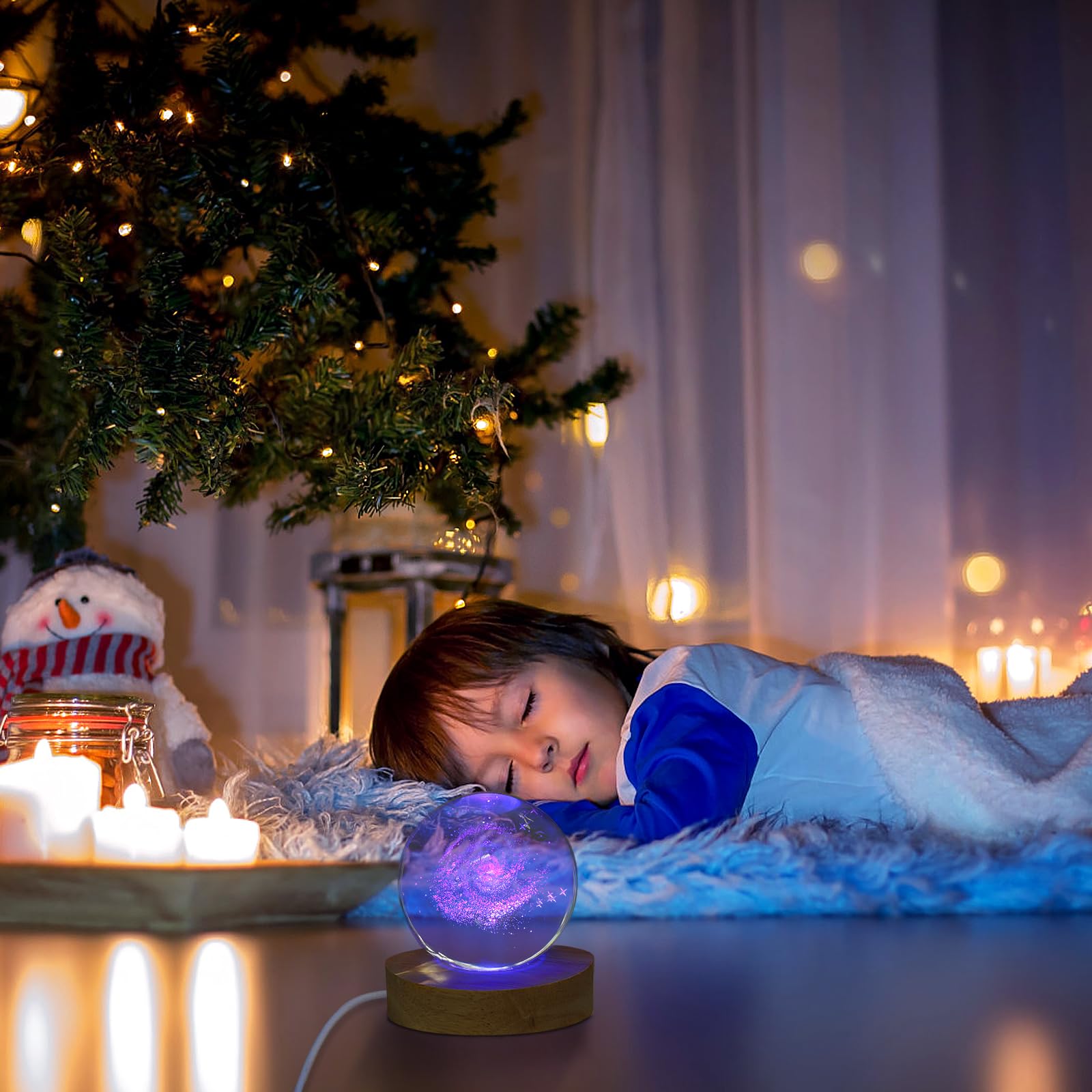 LACGO 4 PCS Round Wooden Light Bases - 3 inch LED Display Stand with ...