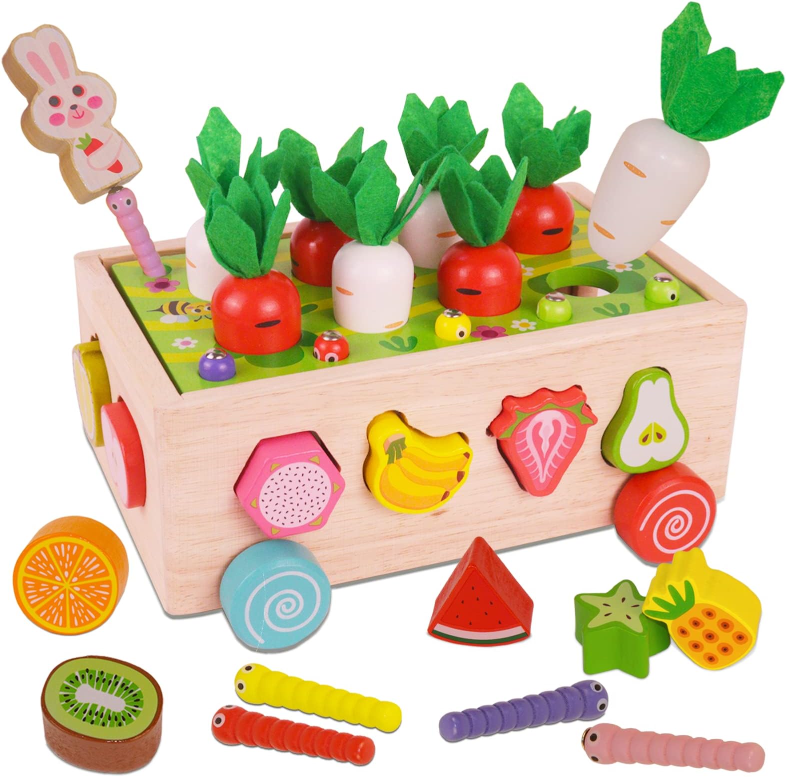 Coogam Montessori Fine Motor Toys for Baby Toddler, Wooden Shape Sorter ...