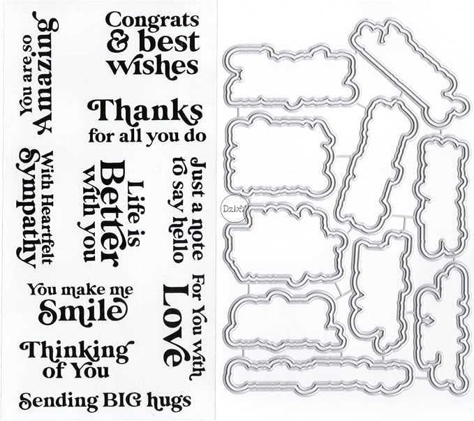 Amazon.com: DzIxY Thanks Words Clear Stamps and Metal Cutting Dies Sets ...