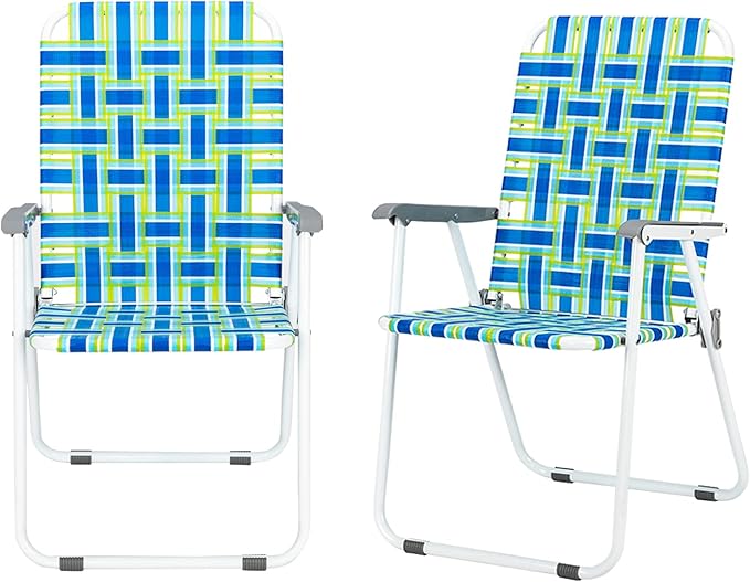 Amazon.com: Guangshuohui Set of 2 Patio Lawn Webbed Folding Chairs ...