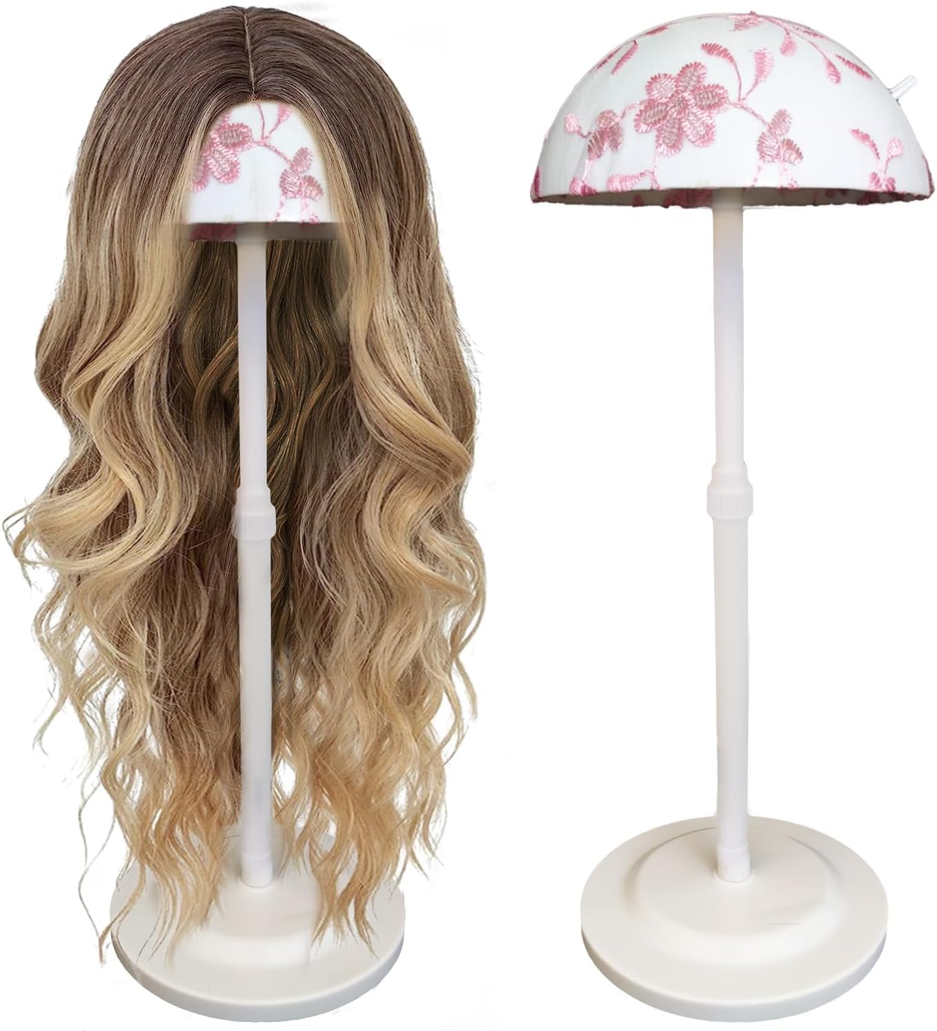Amazon.com : Wig Stand White 1PC Adjustable Height Portable Wig Holder ...