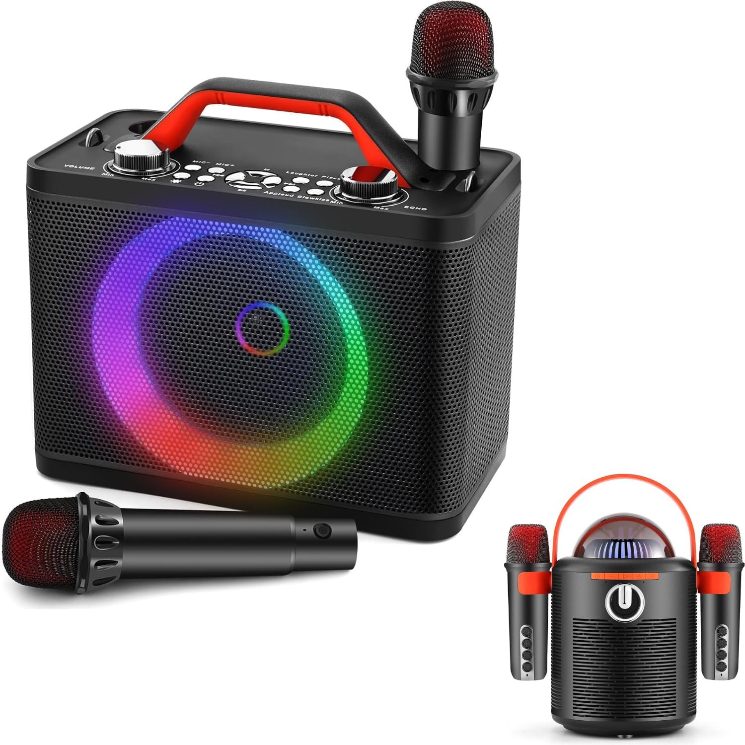 Amazon.com: ALPOWL Karaoke Machine with Two Wireless Microphones, Portable PA Speaker System ...