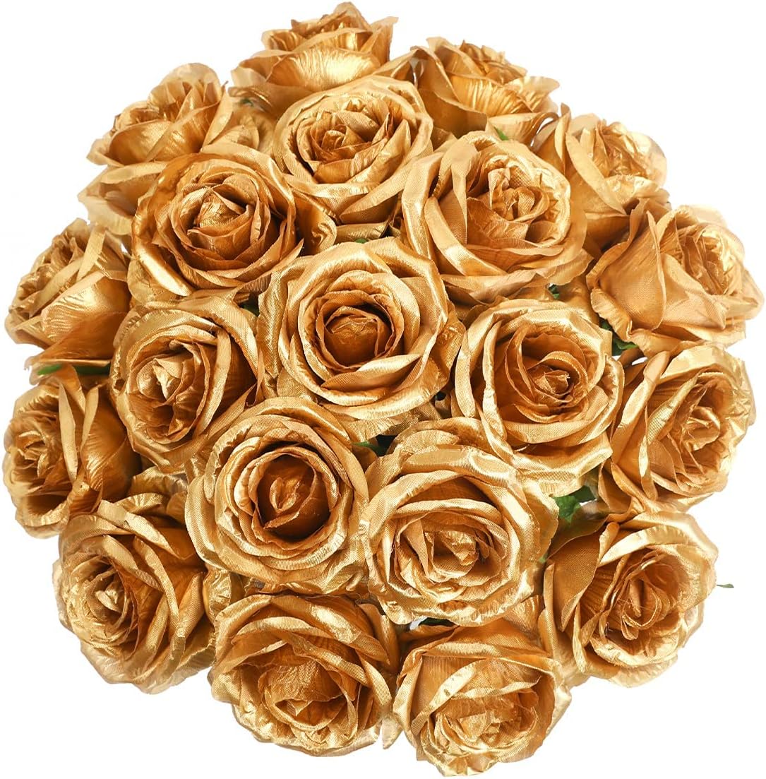 JUSTOYOU 10 pcs Artificial Silk Rose Flowers Single Stem Fake Roses ...