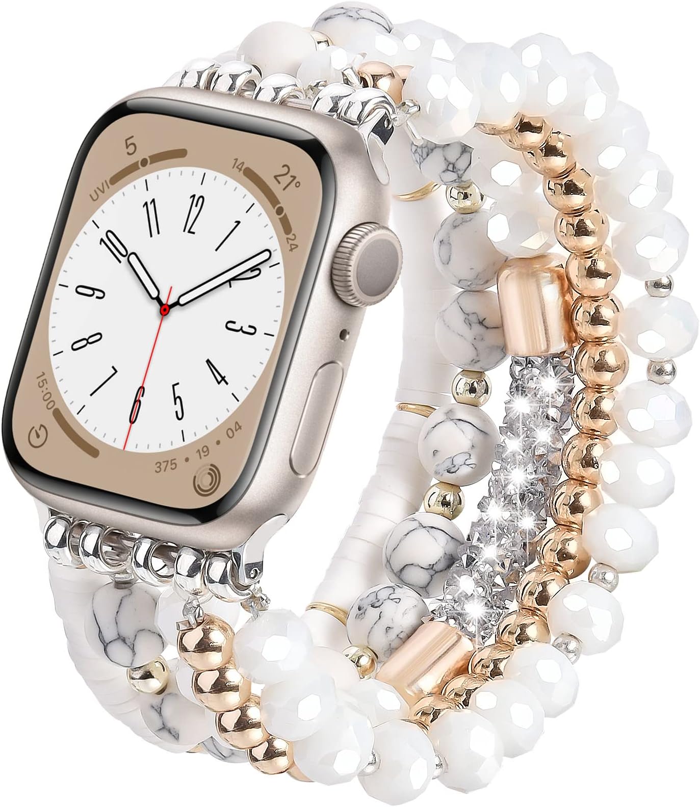 Amazon.com: VISOOM Beaded Boho Bracelet Compatible for Apple Watch Band ...