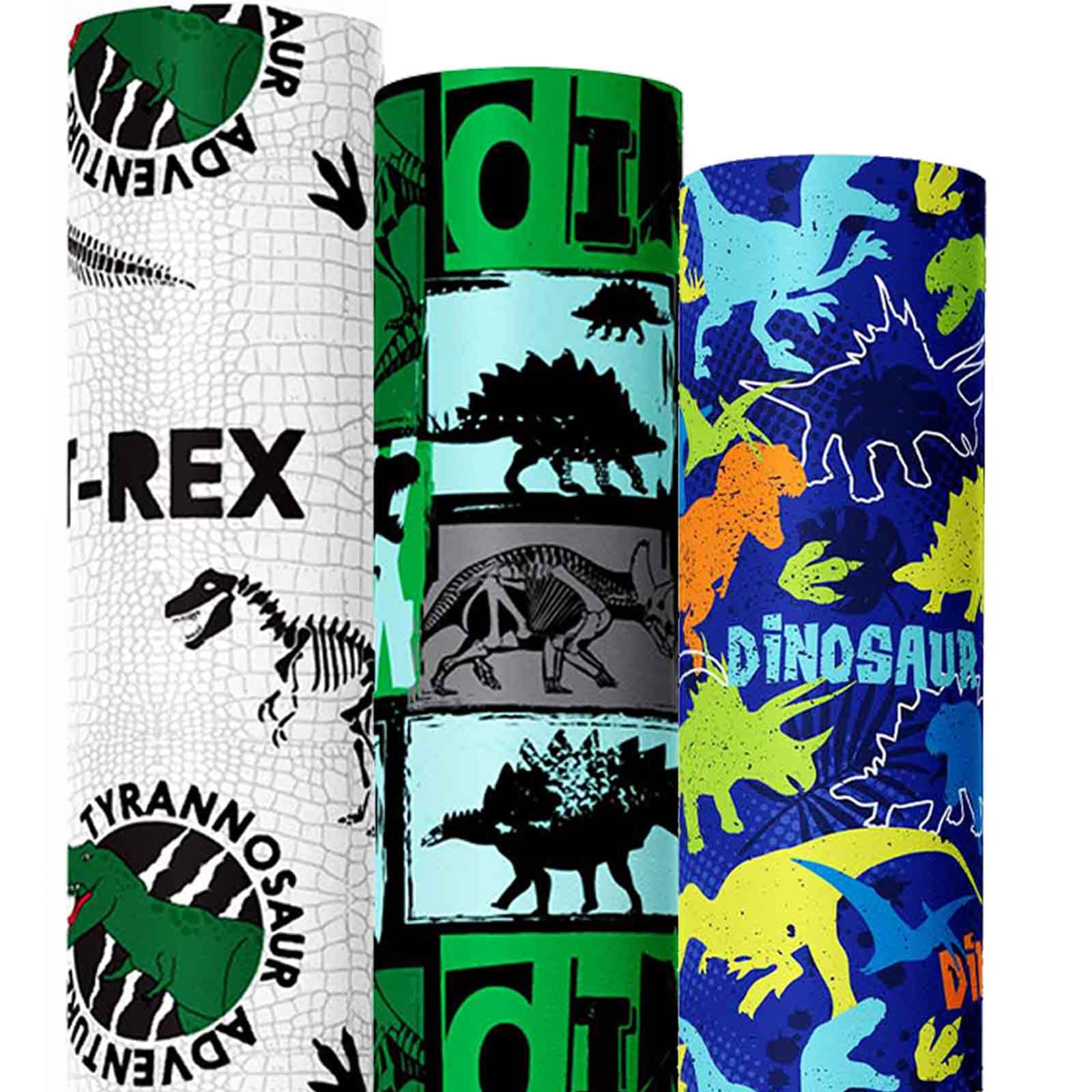Amazon.com: We Moment Dinosaur Wrapping Paper Rolls 3 Rolls 17 inch X ...