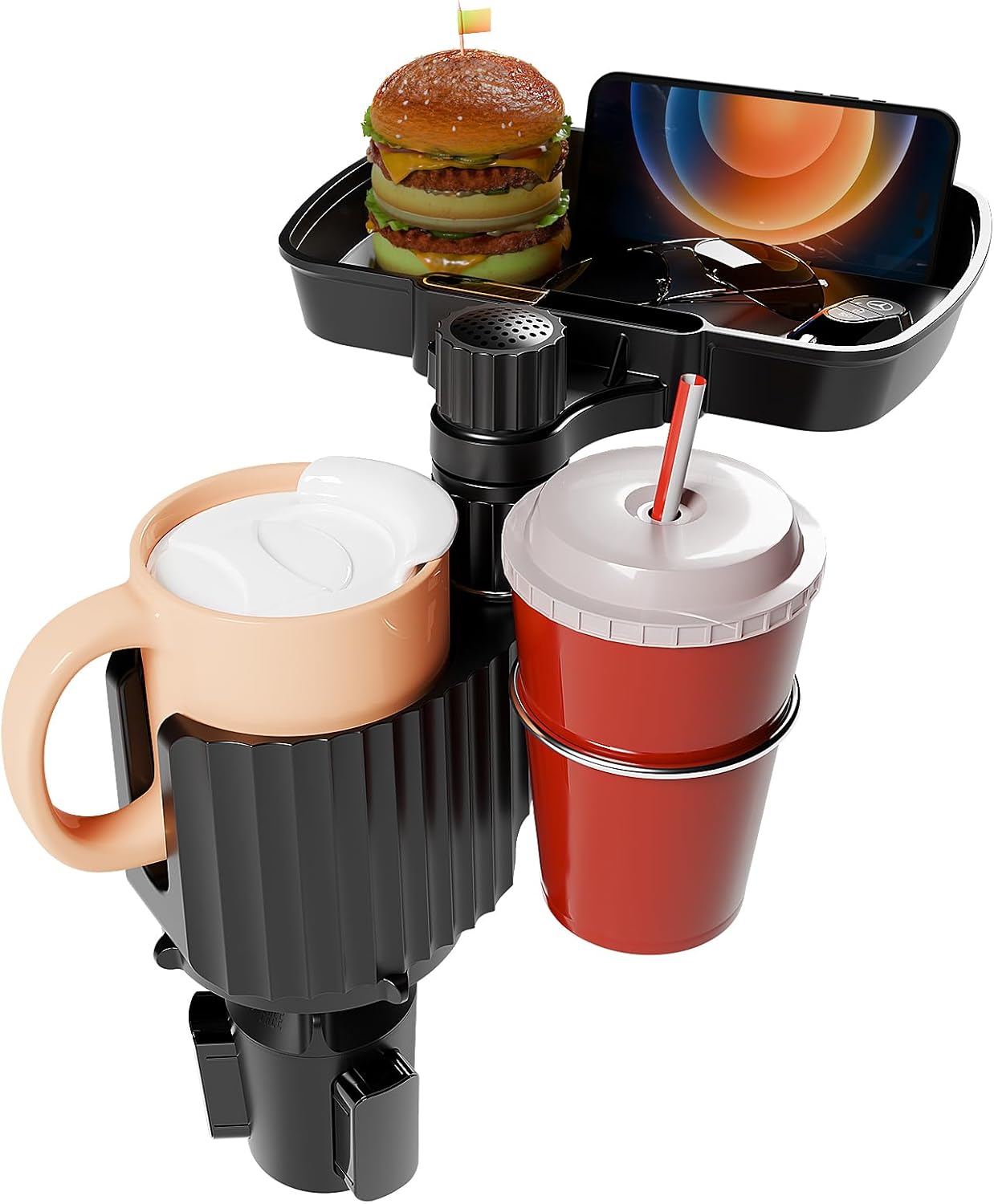 Amazon.com: Detachable Dual Cup Holder for Car with Food Tray Table,360 ...