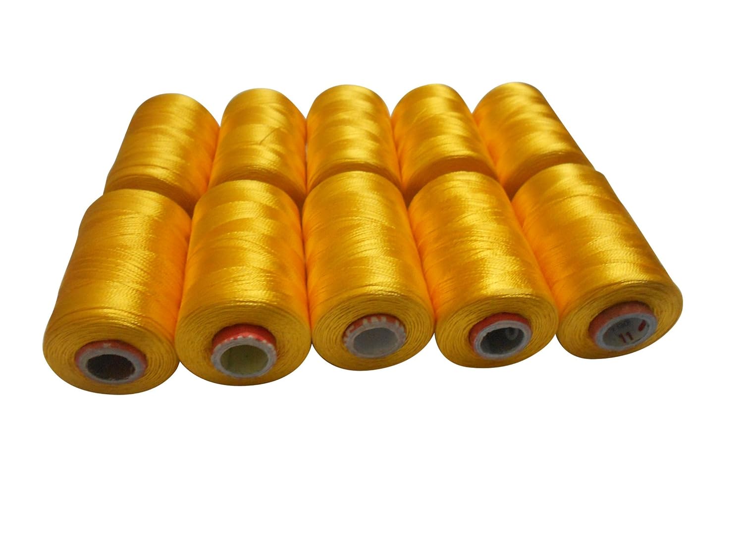 Silk Thread, Shiny 10 spools, Yellow for Embroidery/Bangle-jhumka ...