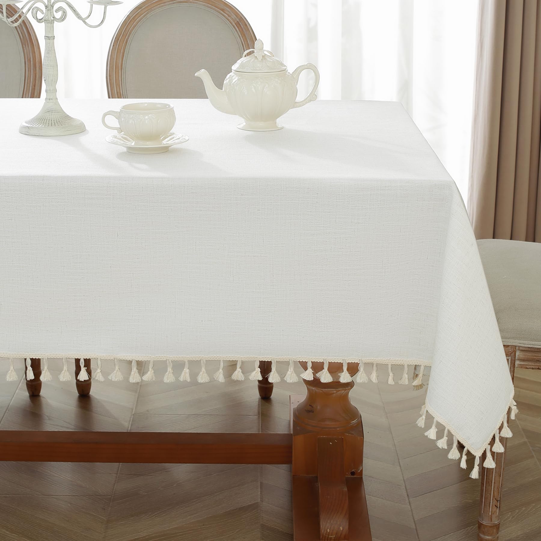 Amazon.com: Fixwal Linen Tablecloth Faux Linen Farmhouse Tablecloth ...