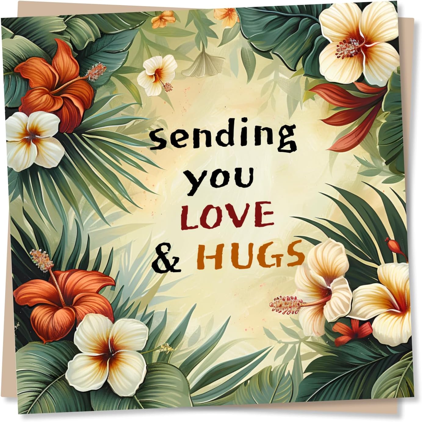 Sympathy Card In Floral Design - Sending You Love & Hugs - Appreciation ...