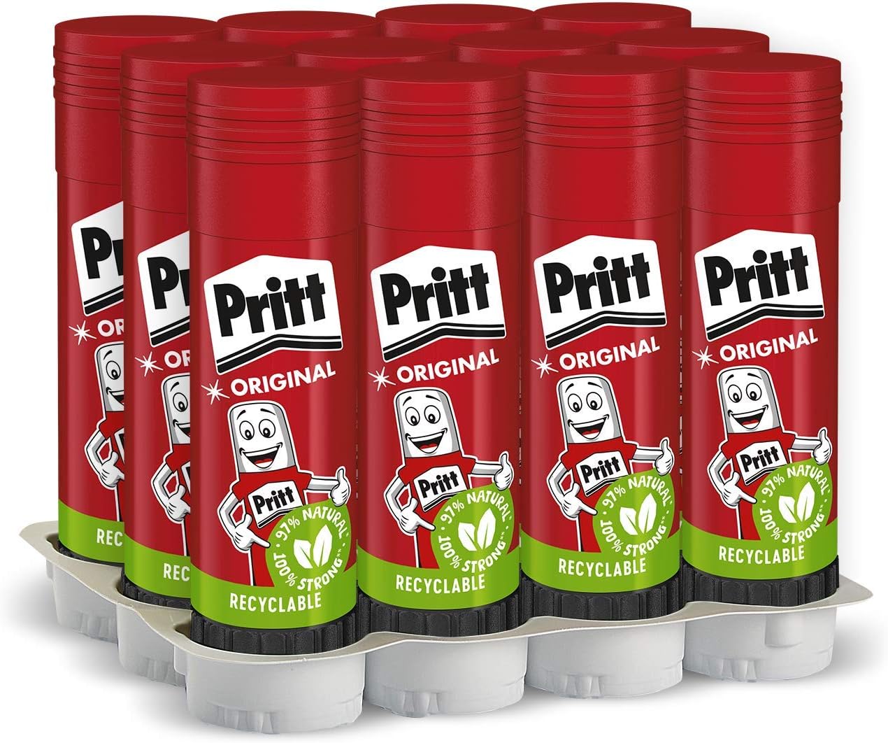 Pritt PS22 22 gm Solid Washable Non Toxic Stick Glue, Red, pack of 12 ...