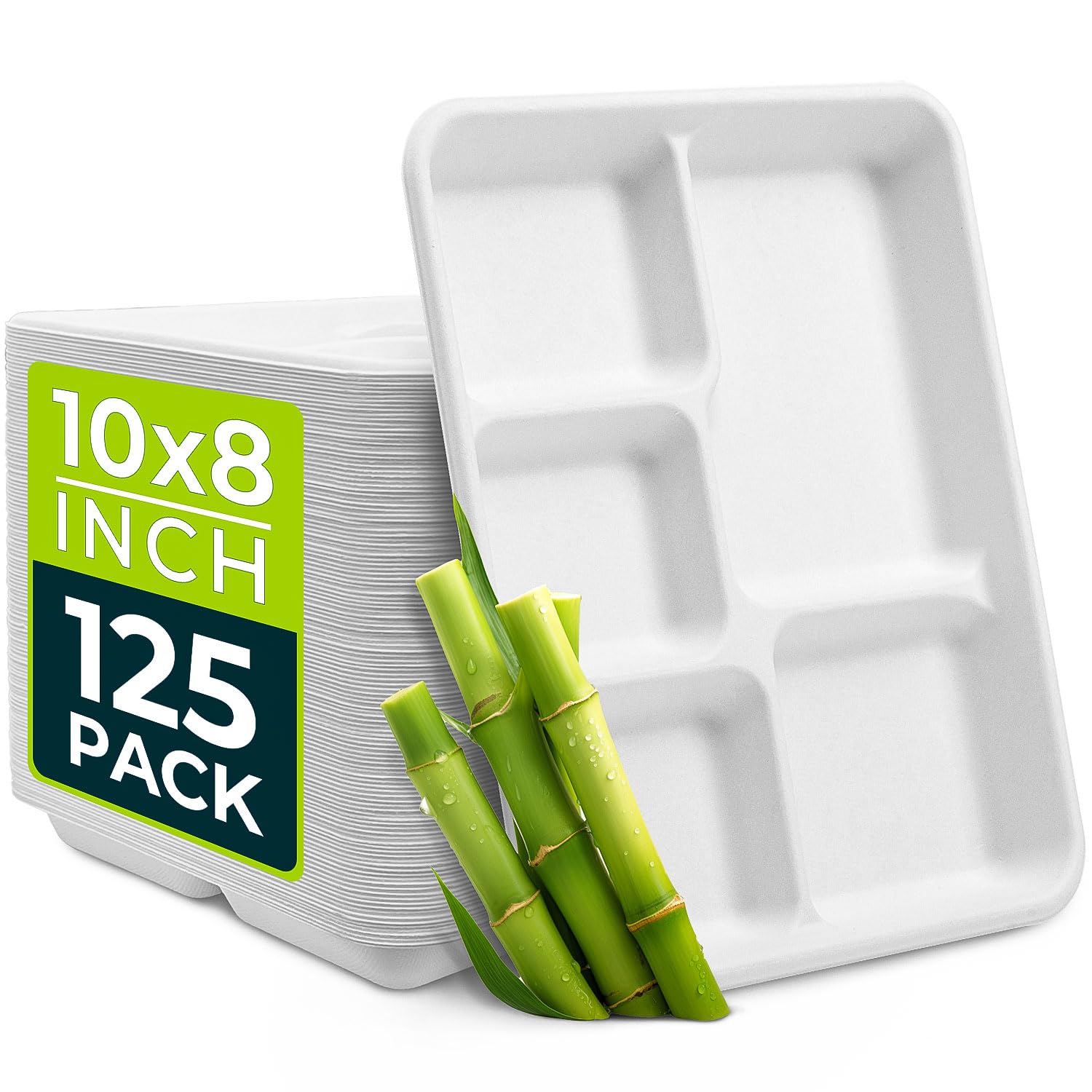 Amazon.com: Hihomry 10 * 8 inch Small 5 Compartment Paper Plates [125 ...