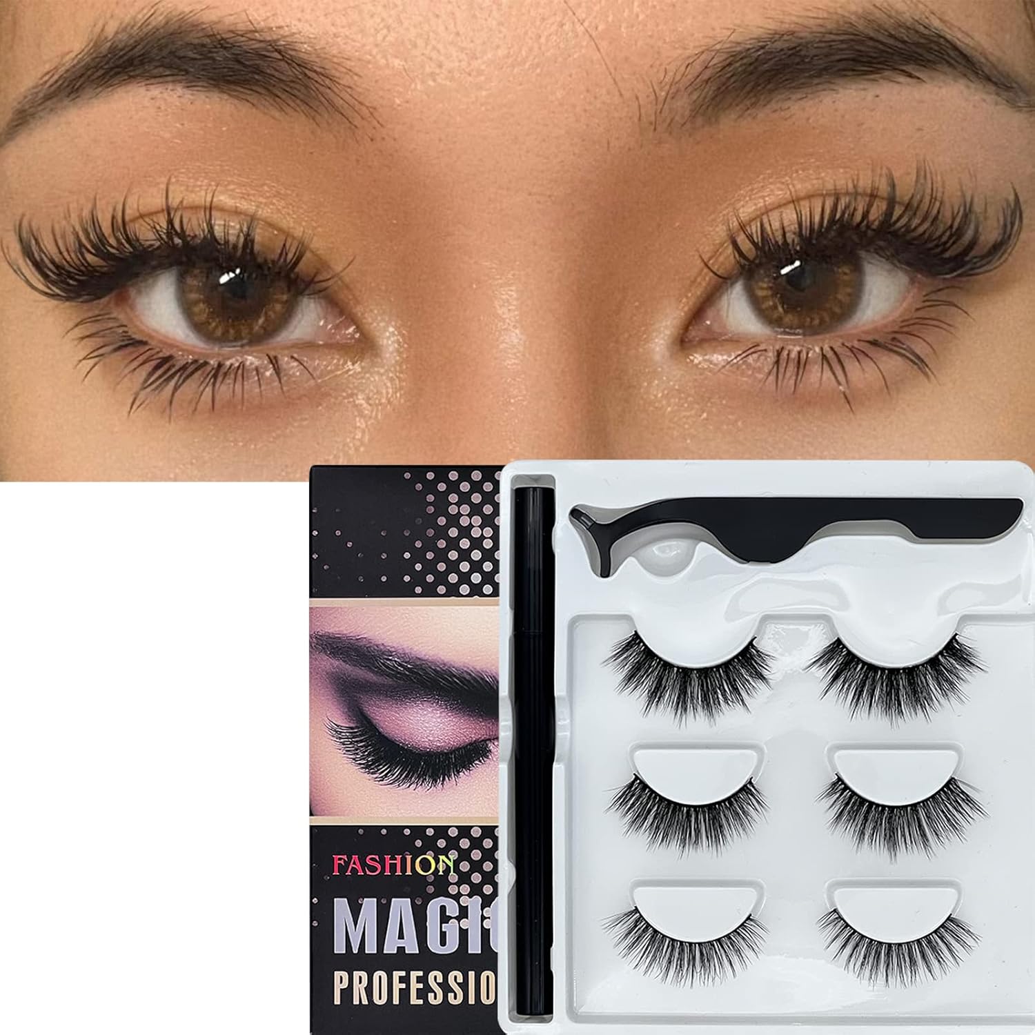 Amazon.com: Anohuyho False Eyelashes with Eyeliner and Tweezers ...