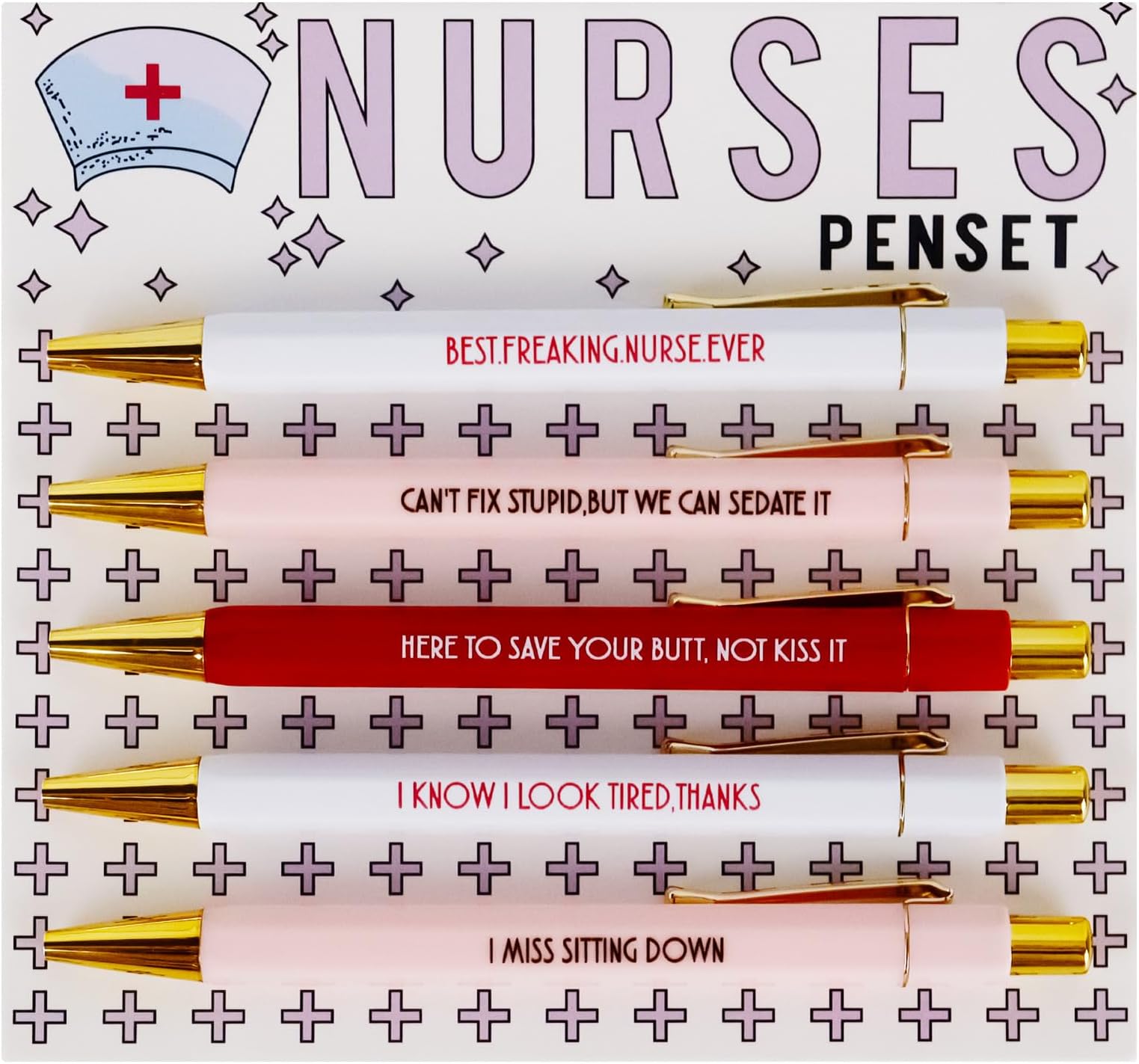 Luwrevc Nurses Funny Pens, 5 PCS Nurse Pen Set, Motivational Nursing ...