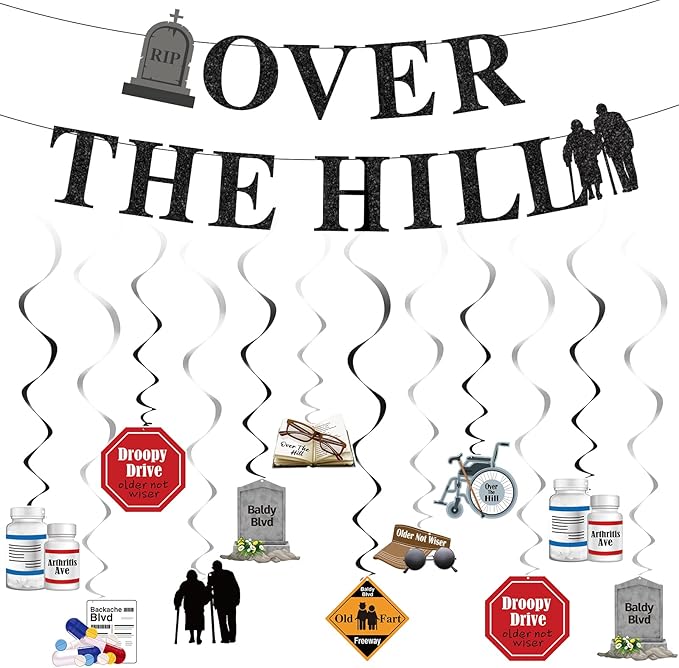 Amazon.com: 55 Pcs over the Hill 40th 50th 60th Birthday Decorations ...