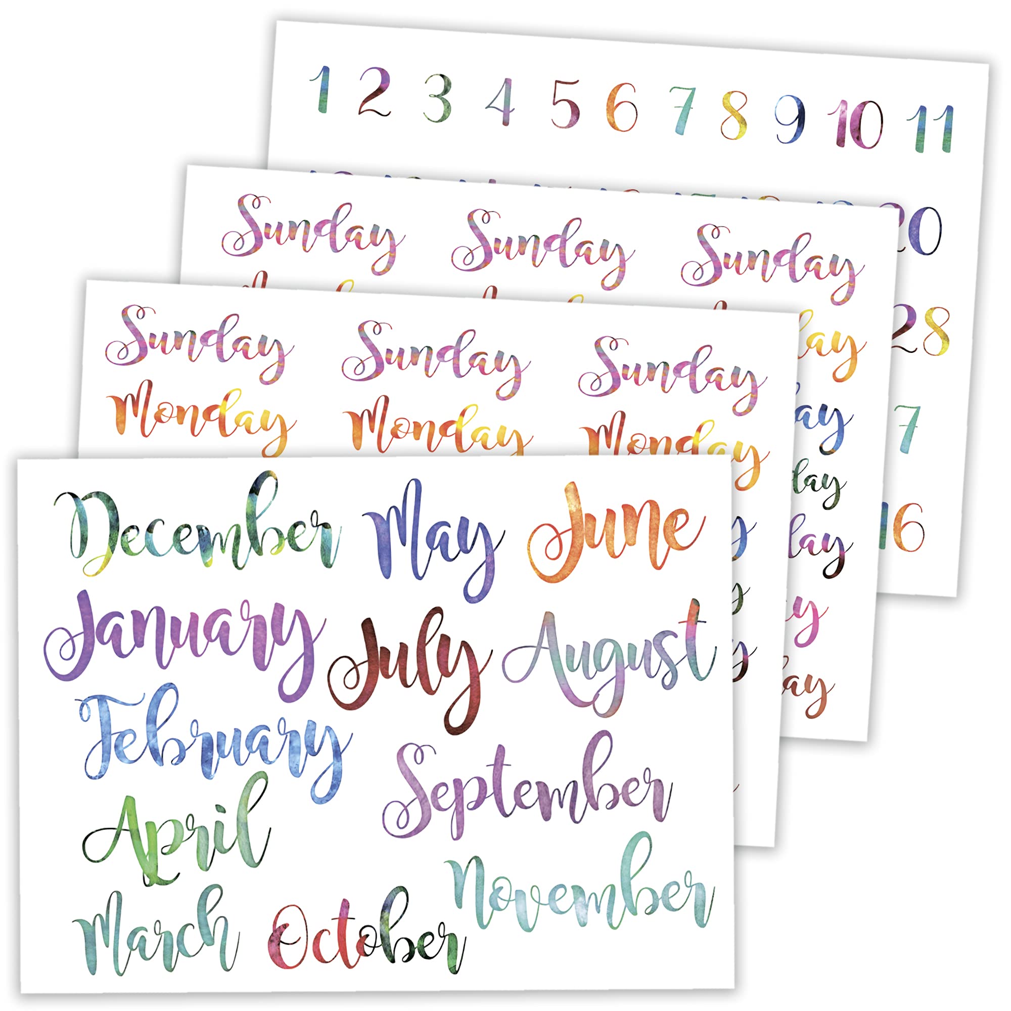 Buy Watercolor Months, Watercolor Stickers, Watercolor Numbers ...