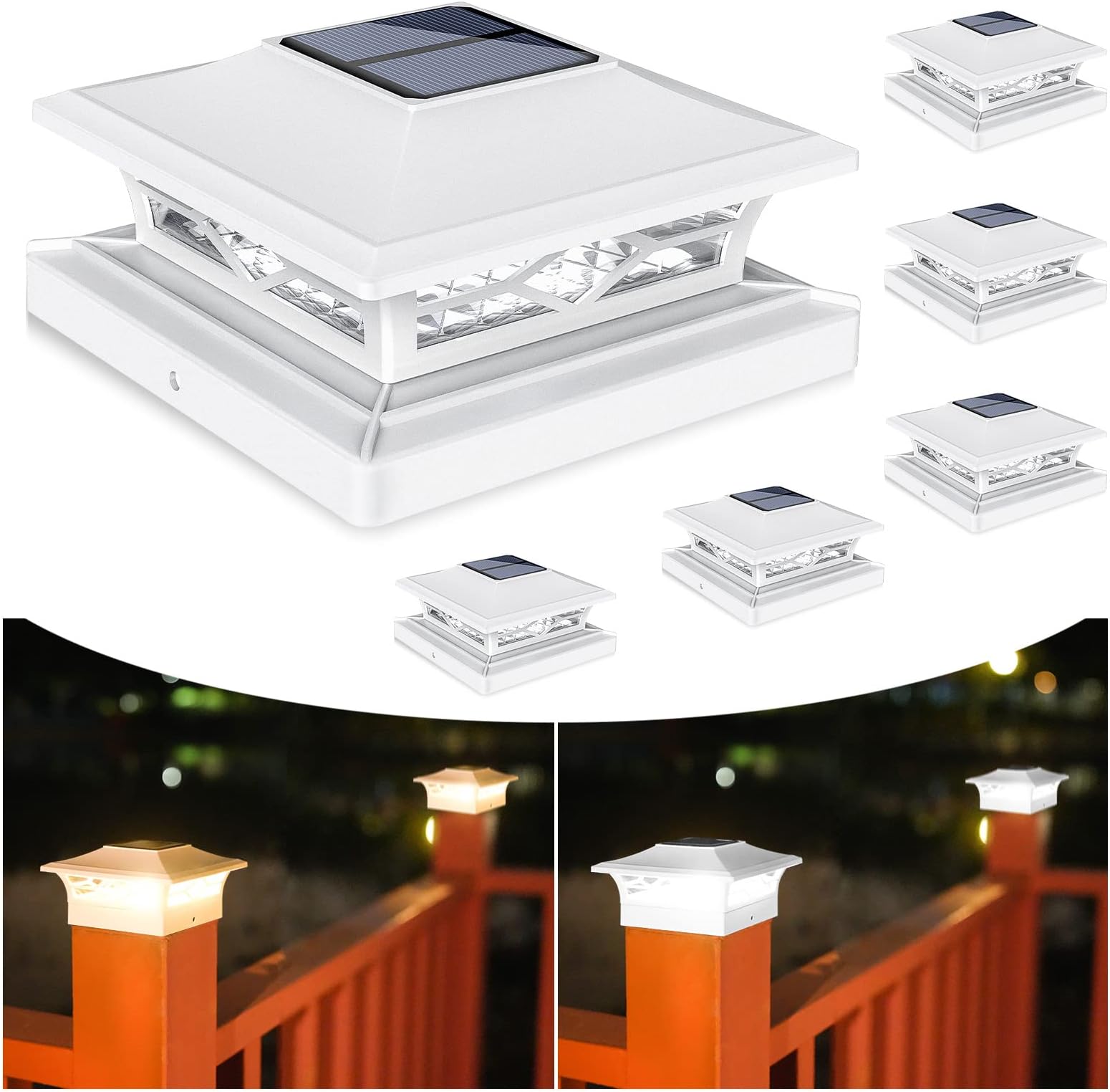 MAGGIFT 6 Pack Solar Post Lights, Outdoor RGB Color Changing Light for ...