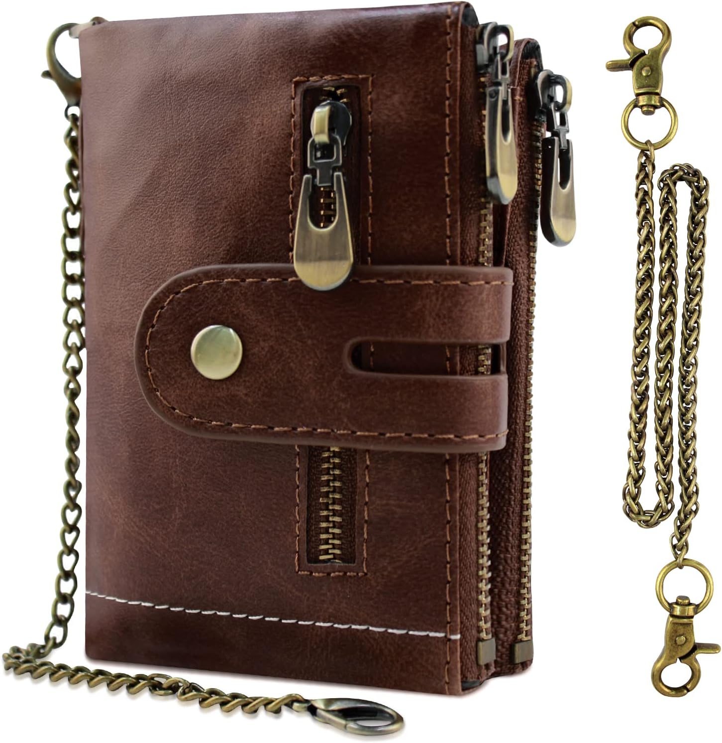 Amazon.com: iSamzan Chain Wallets for Men, Double Zipper Mens Wallet ...