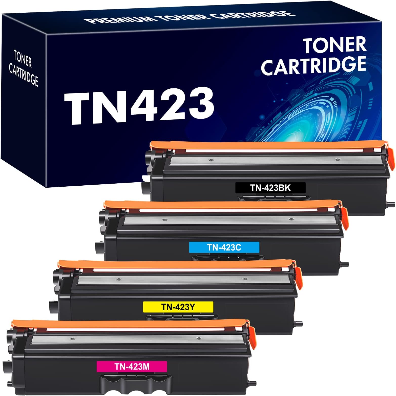 4 Pack TN-423BK TN423 TN-423 TN-423C TN-423Y TN-423M Toner Cartridge ...