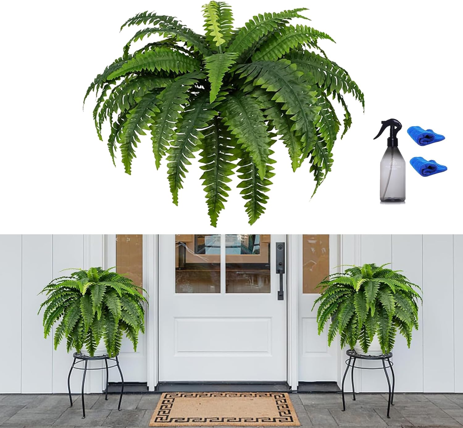 Amazon.com: Eaerec UV Resistant Lifelike Artificial Boston Fern ...