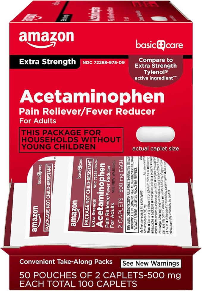 Amazon.com: Amazon Basic Care Extra Strength Acetaminophen Caplets 500 ...