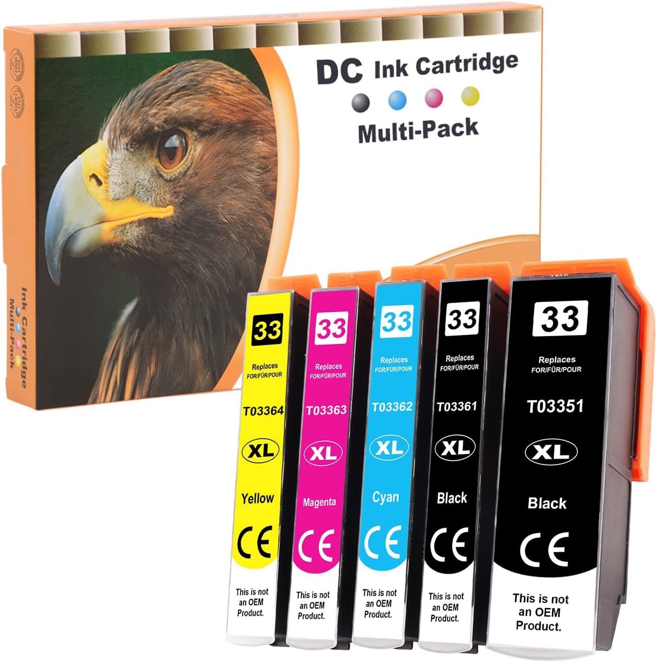 D&C 5X Druckerpatronen Kompatibel für Epson 33 33XL für Epson Expression Premium XP-530 XP-540 ...