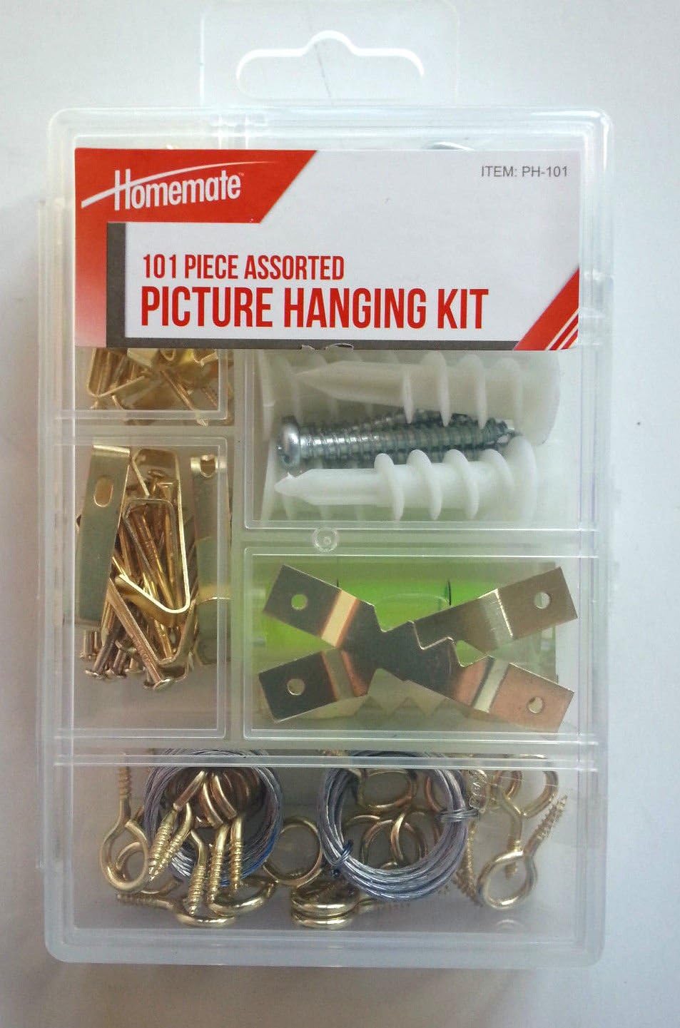 101 Pc. Homemate Picture Hanging Kit- Hangers, Wire, Eyes, Nails ...