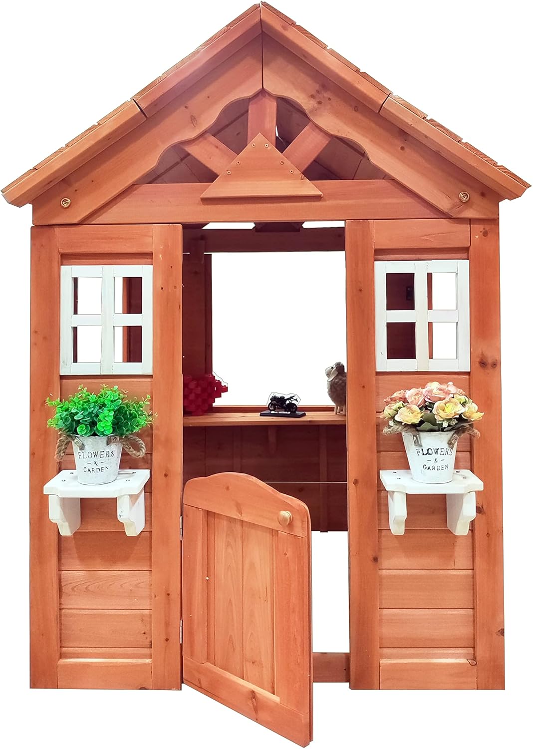 Amazon.com: Wooden Playhouse for Age 3-6 Years Boy Girl, Outdoor ...