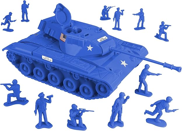 Amazon.com: Tim Mee Toy Walker Bulldog Tank Playset- Blue 13pc - Made ...