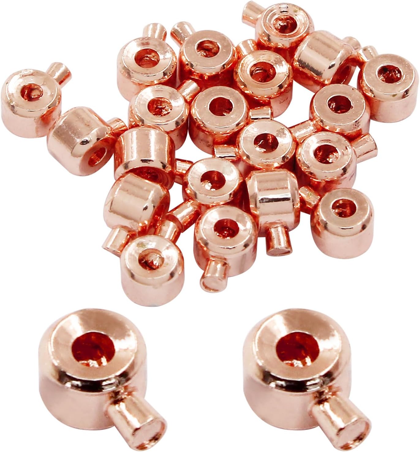 Amazon.com: PHITUODA 20Pcs Rose Gold Crimp Beads 18K Rose Gold Plated ...
