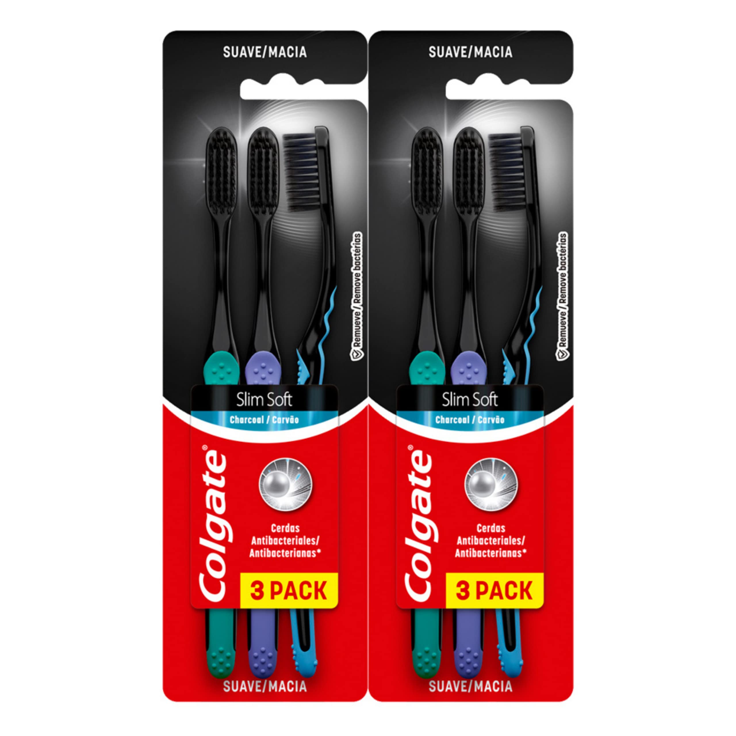 Colgate Escova De Dente Slim Soft Black 6 Unid Modelo: 61031393 Cor ...