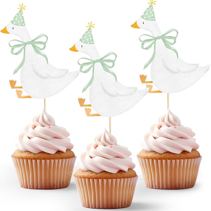 Amazon.com: Reallnaive 12 Pcs Silly Goose Themed Cupcake Toppers Funny ...