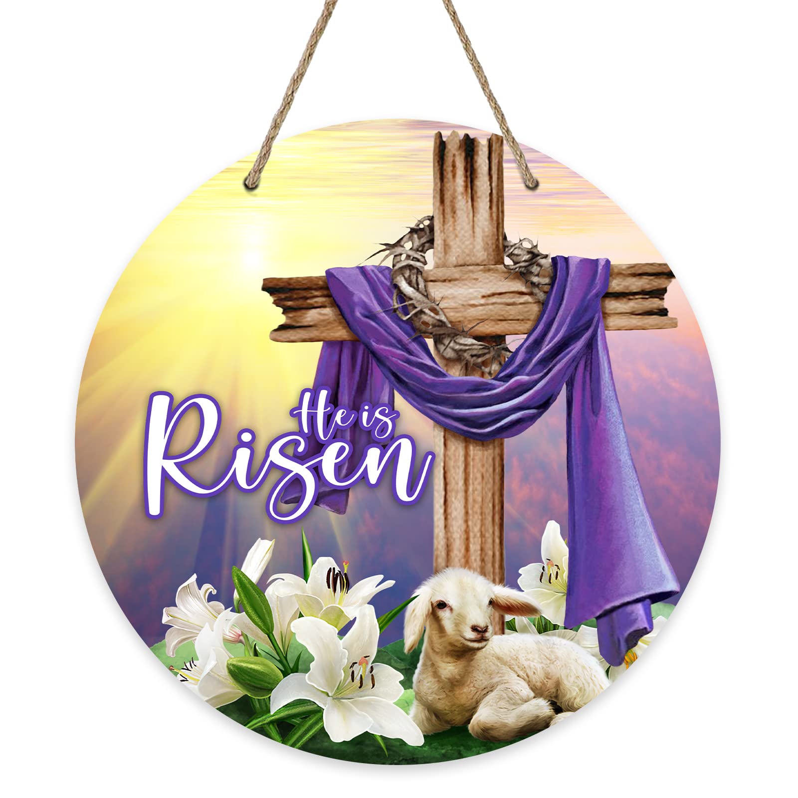 Amazon.com: Deroro He is Risen Easter Religious Cross Sign for Front ...