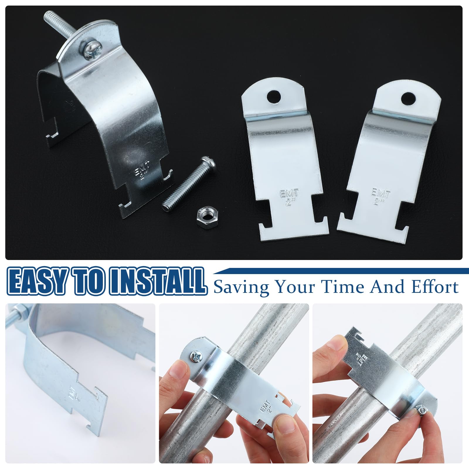 Snapklik.com : Landhoow 50 Pcs Emt Pipe Universal Strut Clamps Strut Channel Accessory Electro ...