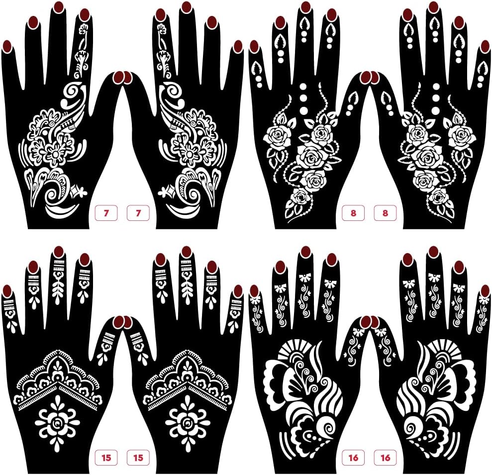 Ivana's Set of 20 Pcs Combo Pack, Reusable Mehandi Design Sticker ...