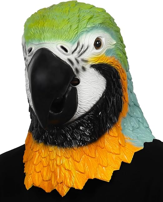 shayulajiao Parrot Mask - Realistic Full Head Latex Animal Costume with ...